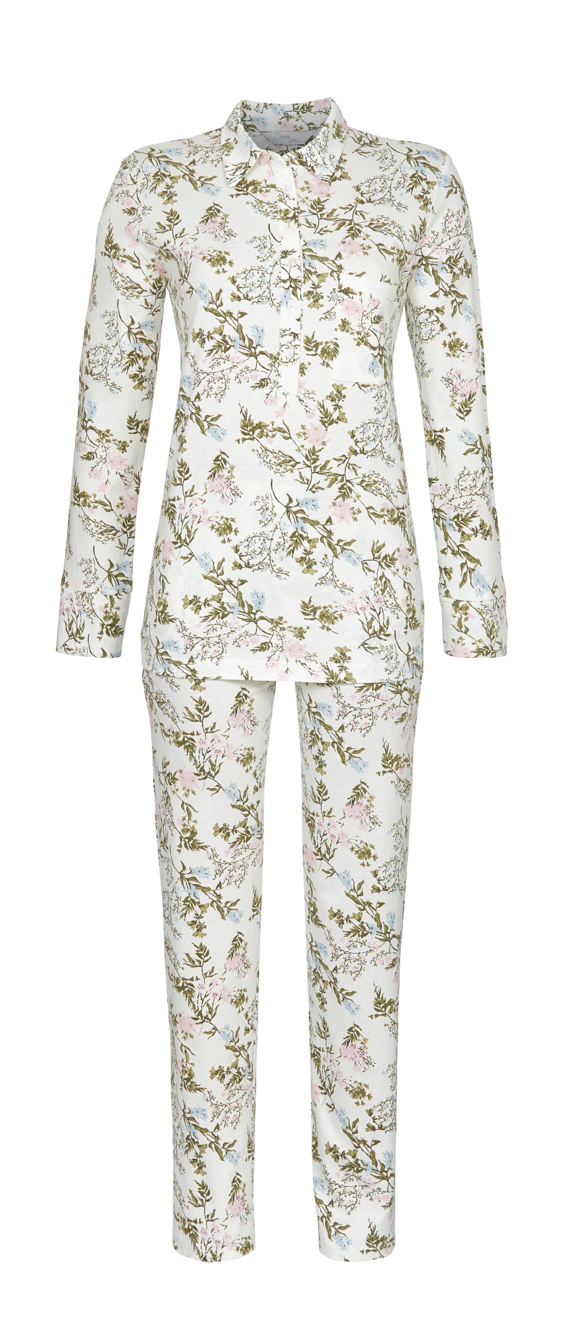 Pyjama mit Floraldessin und Knopfleiste | champagner | 42 | 5571202-130-42